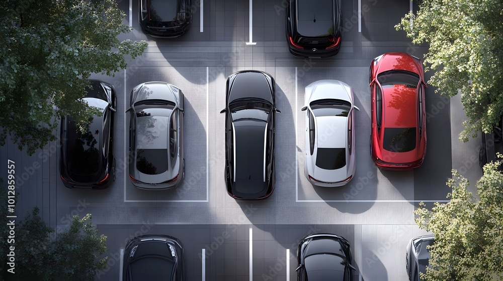 A top-view visualization of a smart car parking assist system using ...