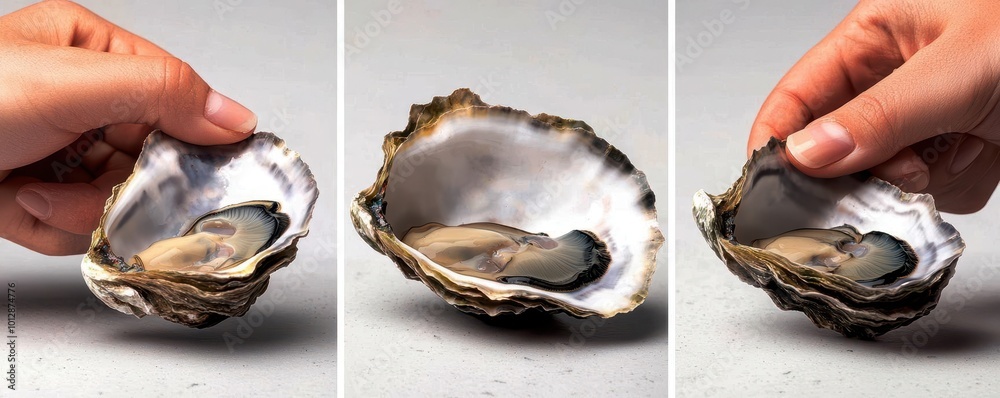 Sequence of images showing the step-by-step technique of shucking an ...