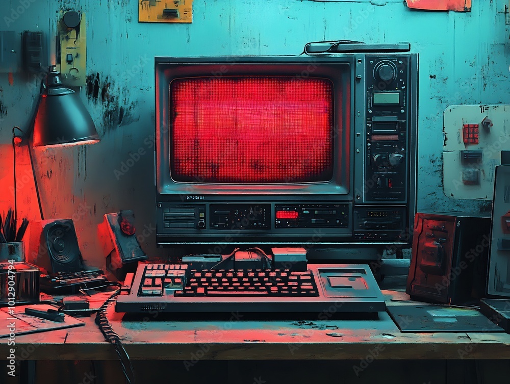 Technical difficulty screen retro computer graphics old computer ...