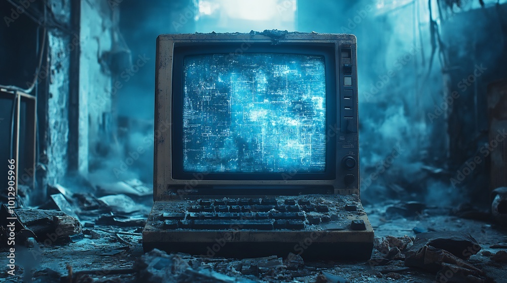 Technical difficulties screen glitchy computer symbols pixelated ...