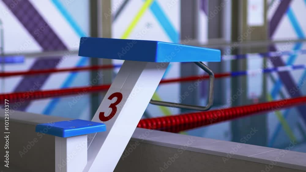 Diving ramp with number equipped with step for easy climbing. Modern ...