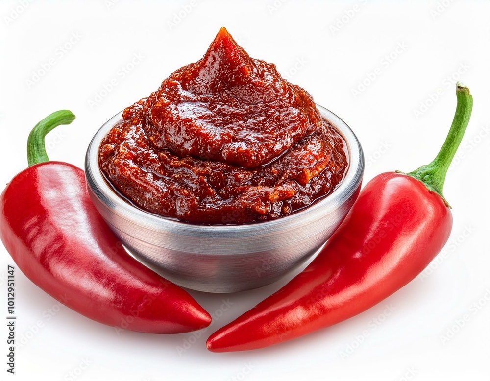 Korean pepper paste and red pepper isolated on white background ...