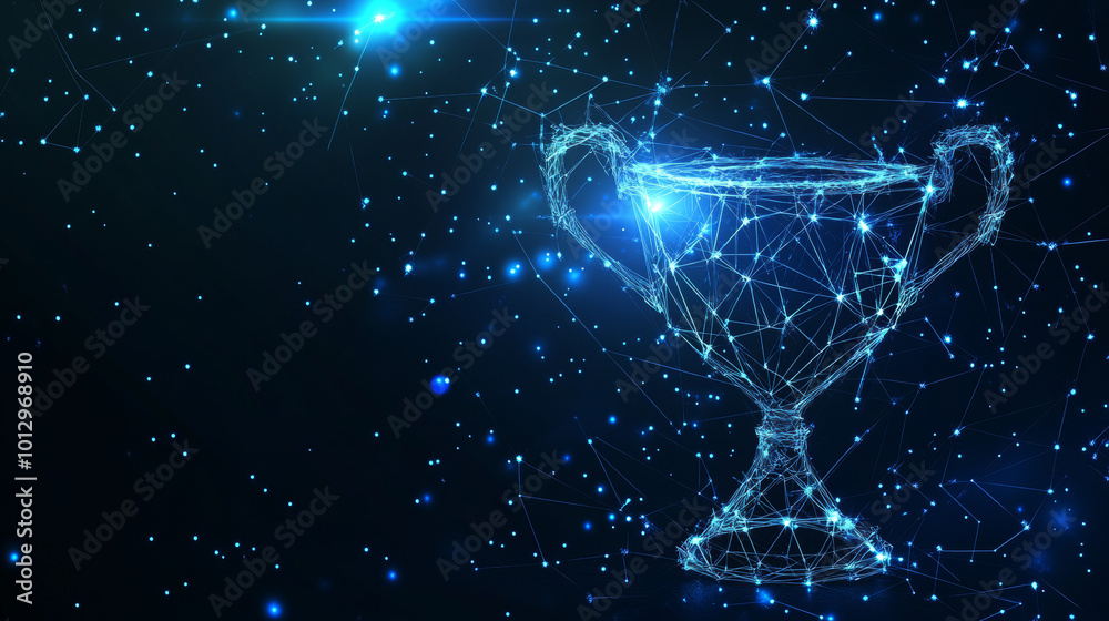 Abstract polygonal light representing a trophy cup sign designed as a ...