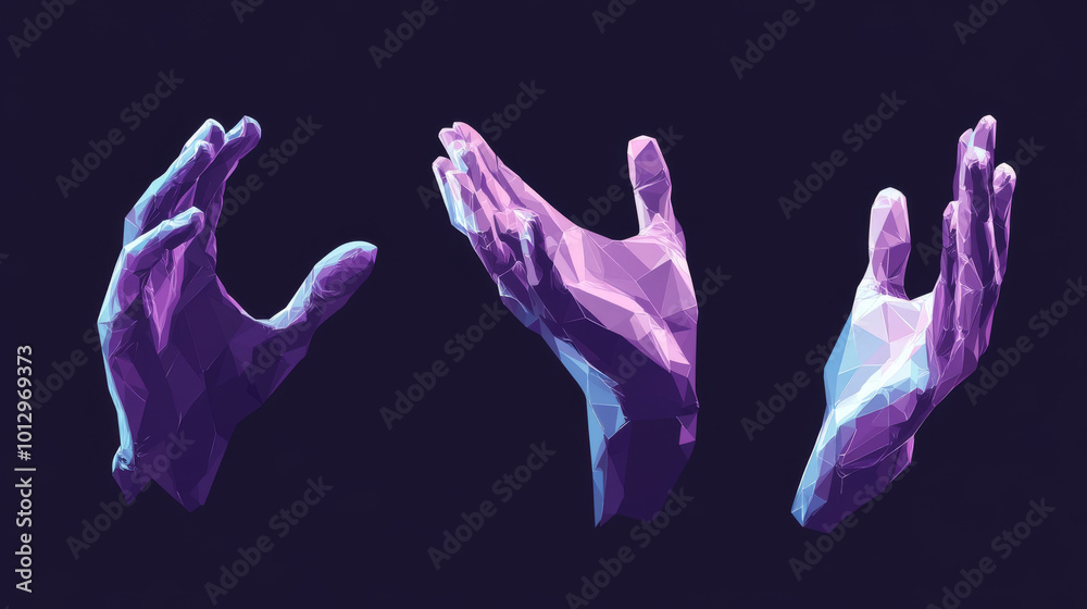 Abstract vector illustration of hand gestures, including pleading ...