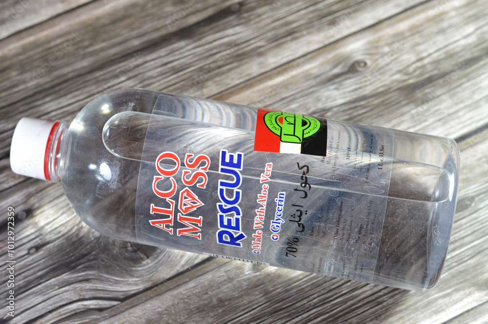 Cairo, Egypt, September 19 2024: Alco rescue Ethyl grain Alcohol ...