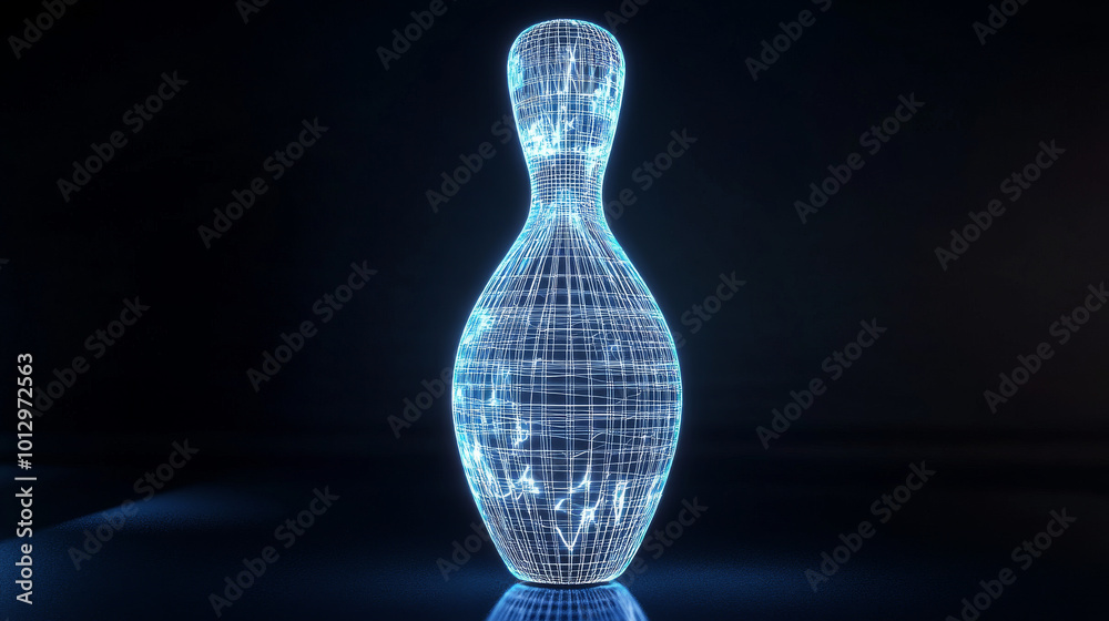 This 3D rendering showcases a bowling pin designed in a captivating ...