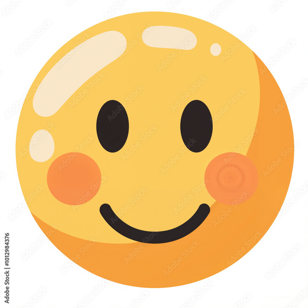 A yellow emoji with a happy smile and rosy cheeks. The emoji is ...