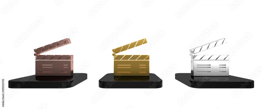 Colorful Movie clapper icon isolated on white background. Film clapper ...