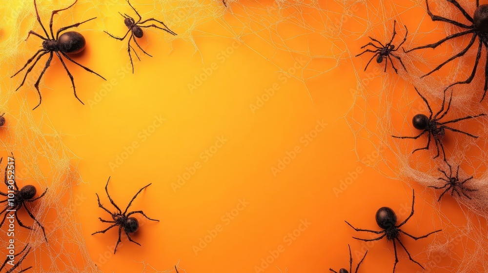 Halloween background with spider web and spiders as symbols of ...
