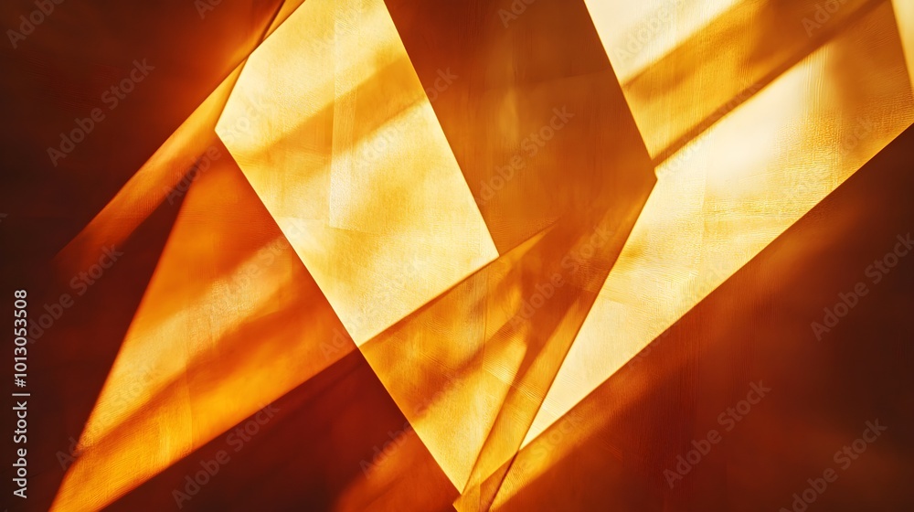 An abstract composition of light rays converging to form geometric ...