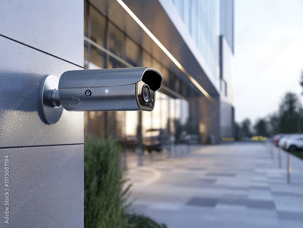 2408 81.A high-definition 3D rendering of a modern CCTV camera mounted ...