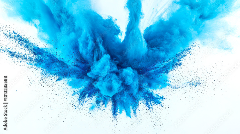 Swirling blue smoke with particles and dust flying in different ...