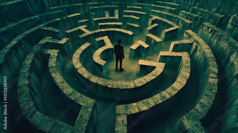 Navigating the Intricacies of the Self A Puzzled Figure in a Maze of ...