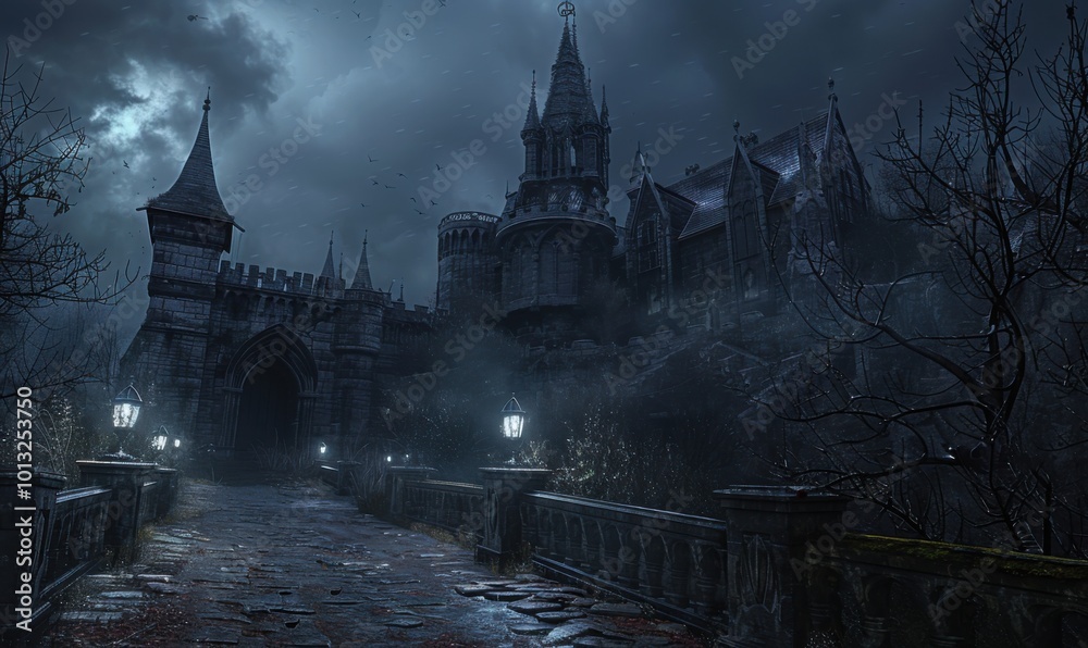 Gothic fortress of nocturnal bloodlines, 4K hyperrealistic photo Stock ...