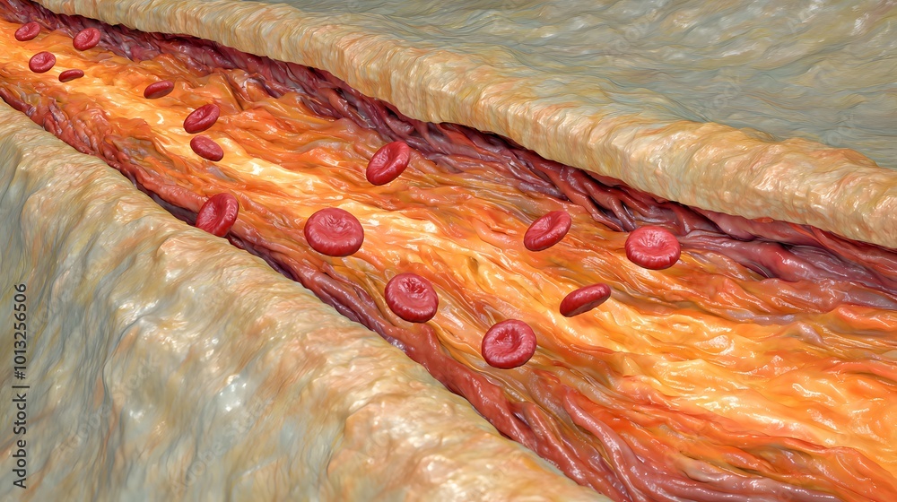 Red Blood Cell Highway:components of our blood. An artistic shot ...