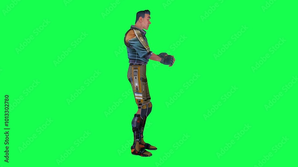 Animated girl dealing playing cards from right angle on green screen ...