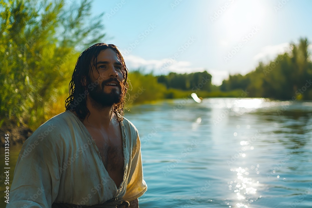 Christianity. Jesus is baptized by John in the Jordan River, and the ...