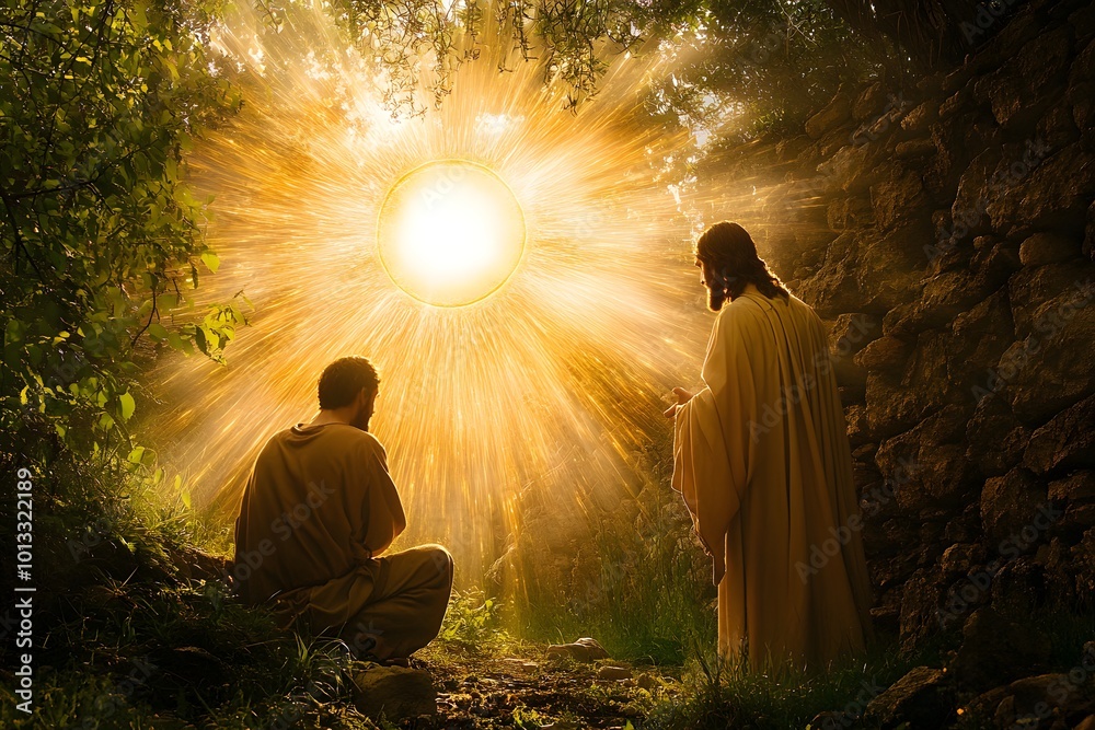 Christianity. John has a vision of the resurrected Christ, shining with ...