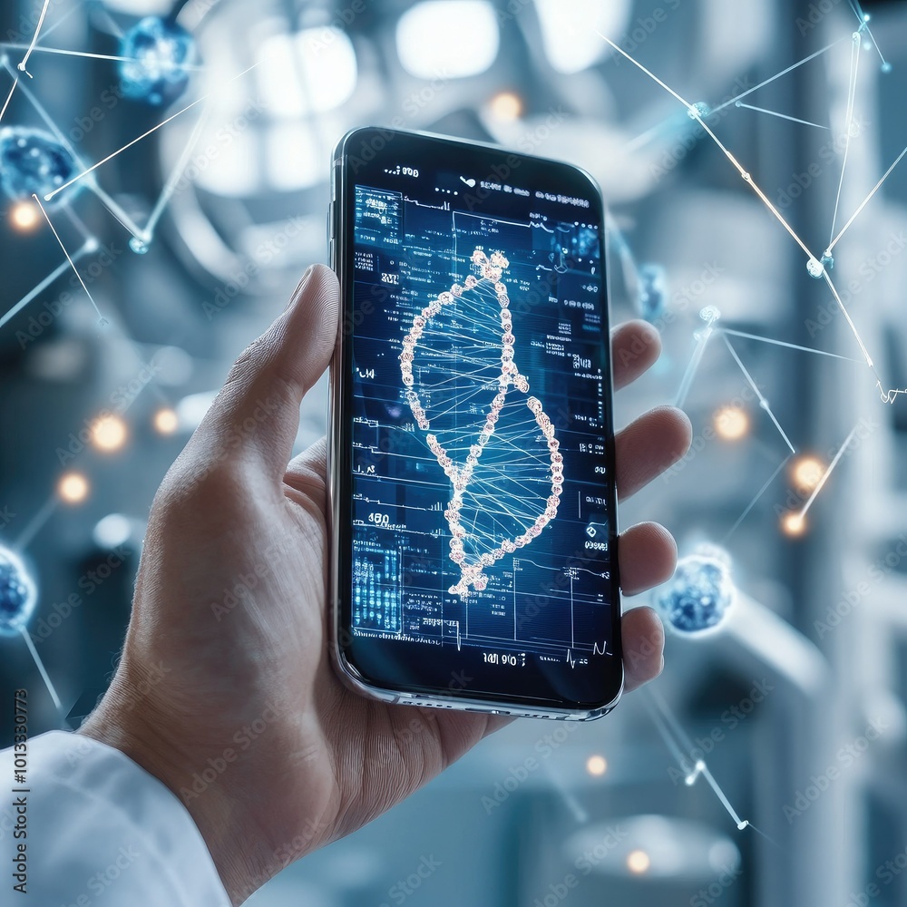 Top view Medicine doctor using smartphone diagnose virtual electronic ...