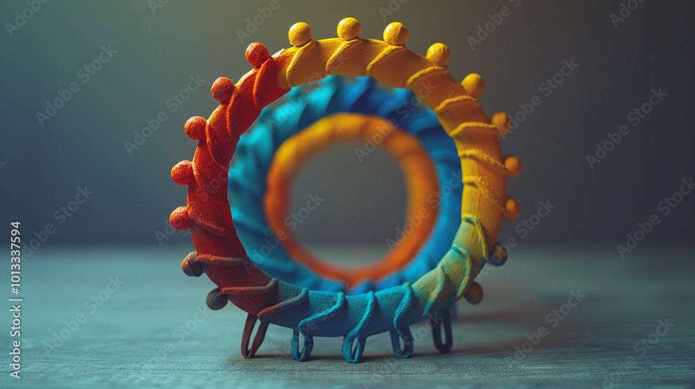 A circle of diverse, multicolored figures symbolizing unity and ...