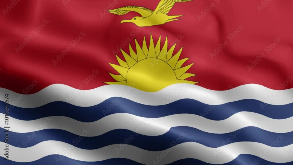 4k render Kiribati Flag video waving in wind Kiribati Flag Wave Loop ...