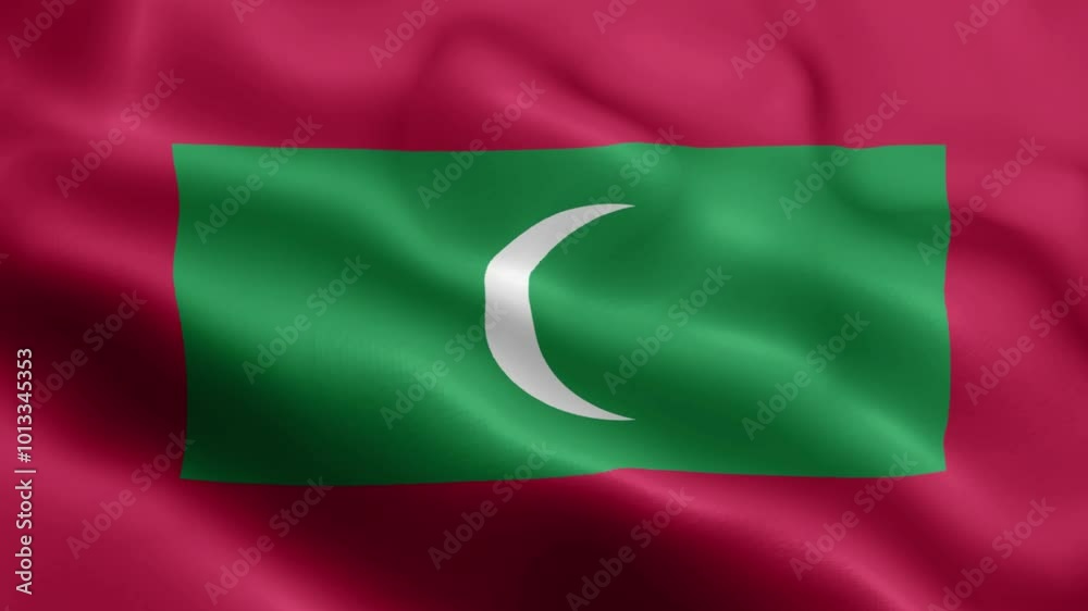 4k render Maldives Flag video waving in wind Maldives Flag Wave Loop ...
