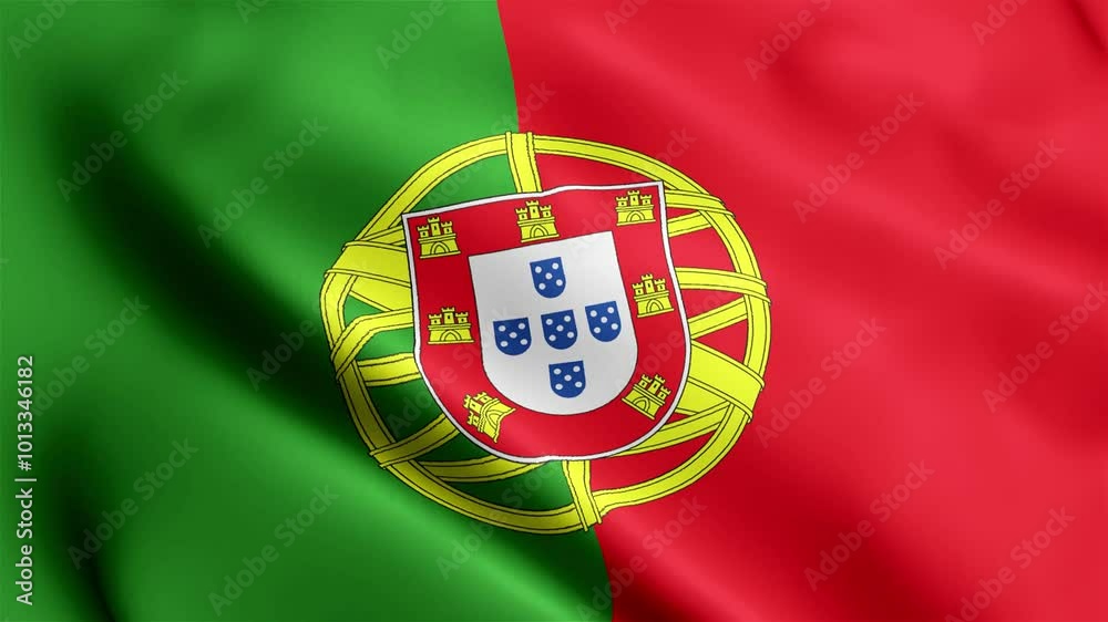 4k render Portugal Flag video waving in wind Portugal Flag Wave Loop ...