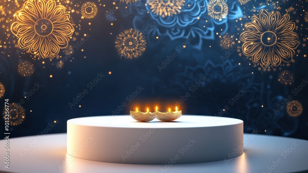 Banner design for diwali festival and podium,Diwali light decoration ...