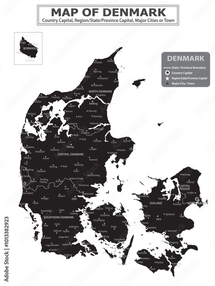 European Country Geography Political map. Political map of country with ...