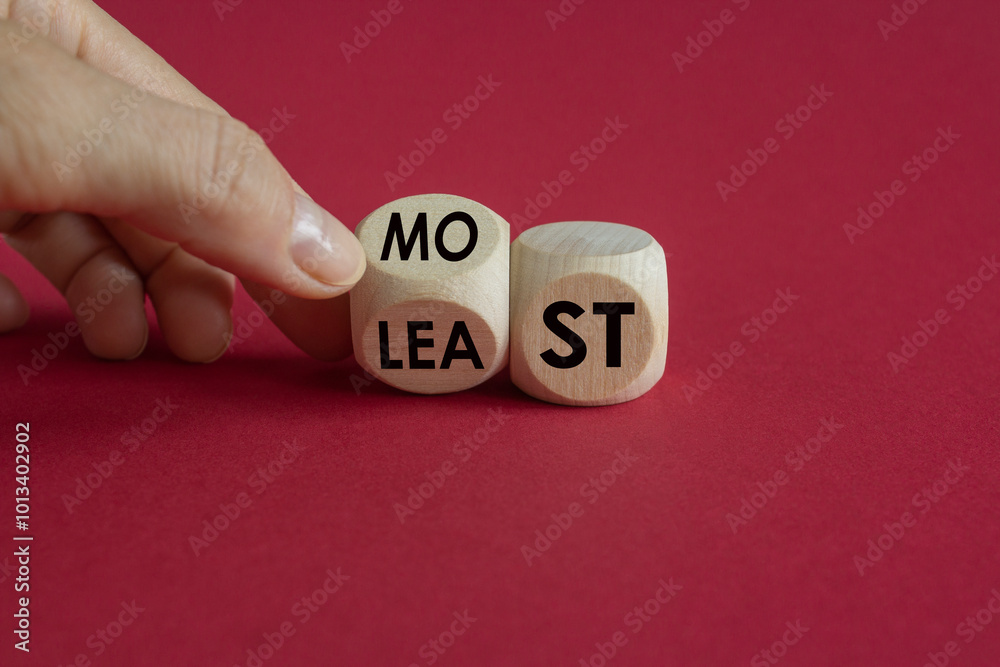 Most or least symbol. Turned wooden cubes and changes the word Least to ...