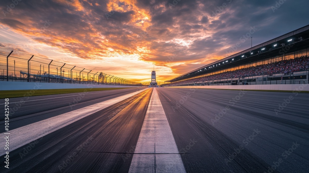 Dramatic sunset over the Indianapolis Motor Speedway captured with ...
