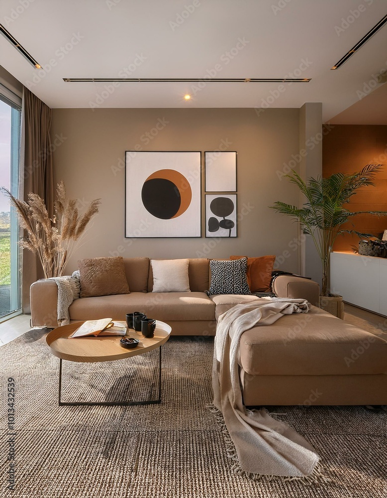 Modern Earth-Tone Interior. An earth-toned, modern living room with ...