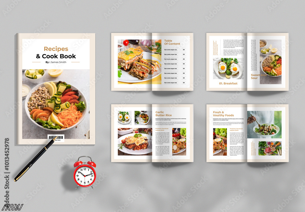 Recipe Book & Cooking Magazine Stock Template | Adobe Stock