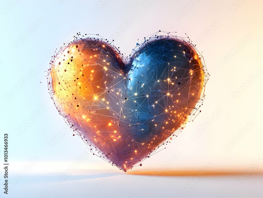 Flat Glossy Holographic Heart with Glowing Human Rights Symbols for ...