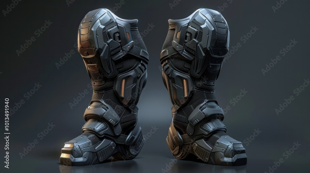 Highly advanced robotic exosuit designed for futuristic military and ...