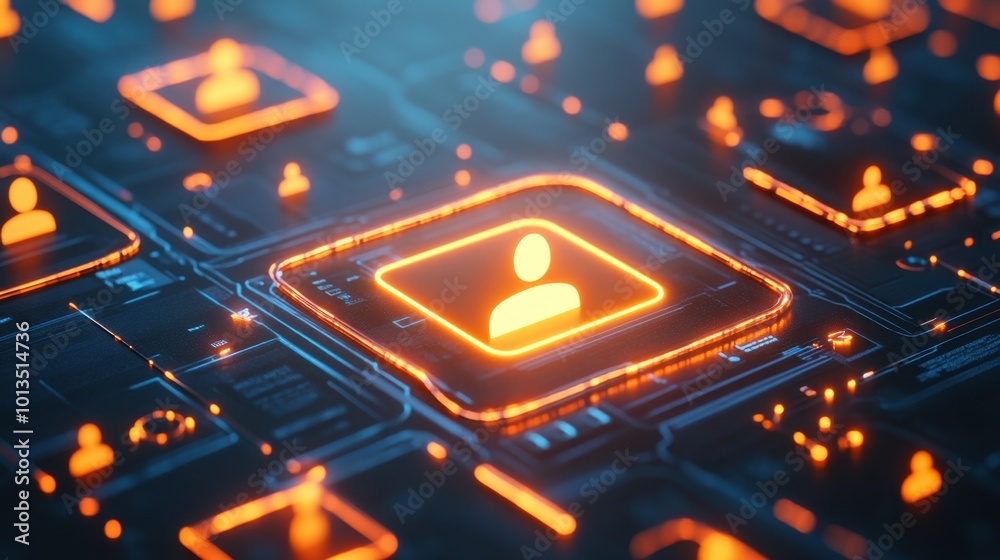 Virtual onboarding icon glowing on a screen, representing the ...