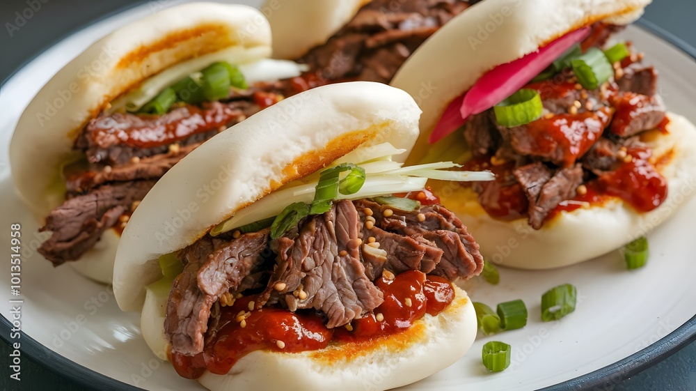 Korean BBQ Bao Buns, Soft bao buns stuffed with tender Korean BBQ beef ...