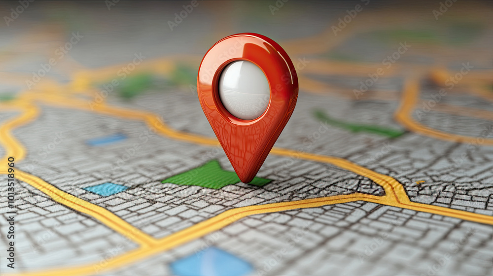 Map pin on a digital map, indicating a specific location. Stock ...