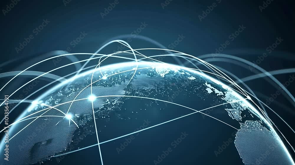 An illustration of a global communication network with interconnected ...