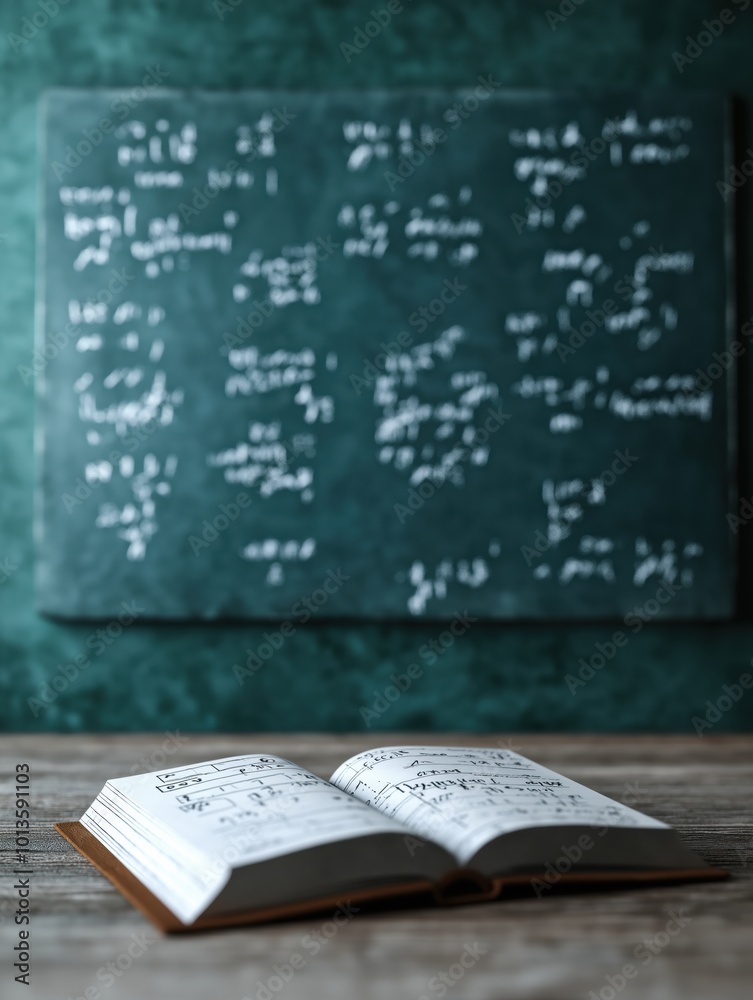 Chalkboard filled with complex mathematical formulas equations and ...