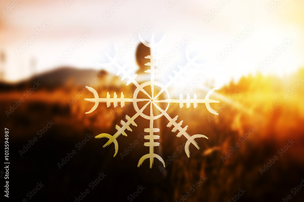 Hand drown full editable norse symbol of aegishjalmur also known as ...