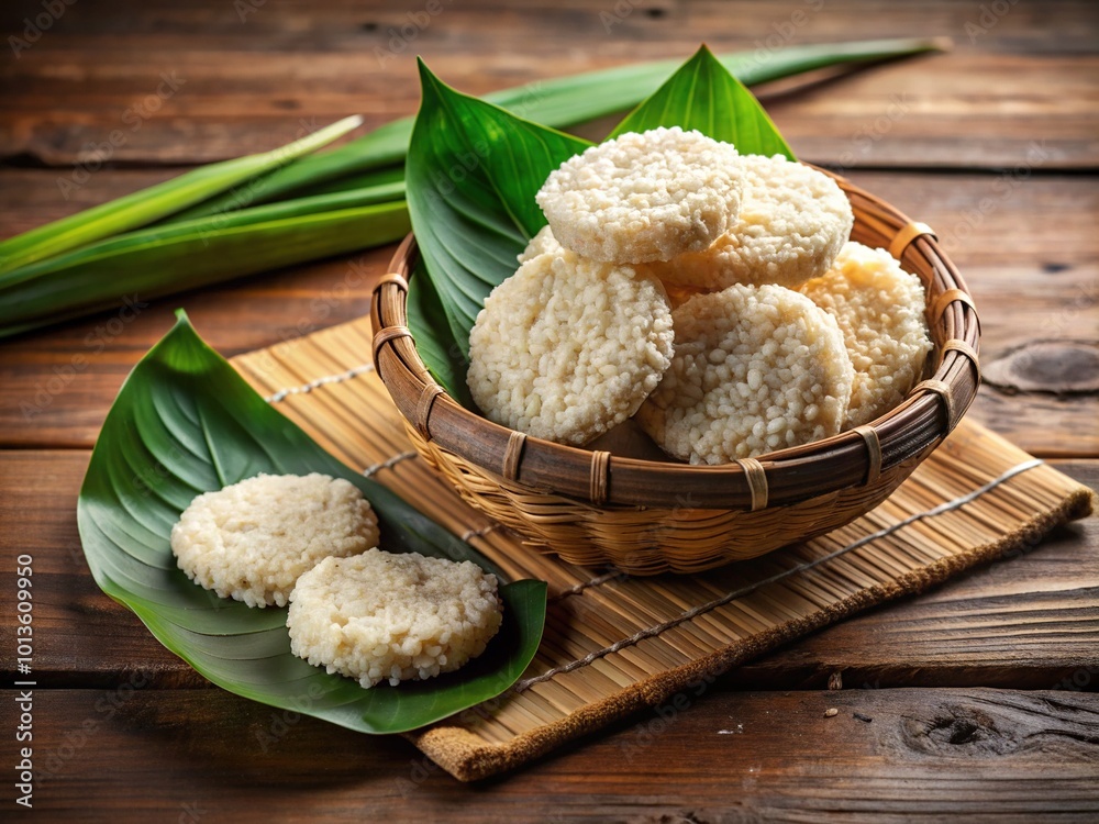 Traditional Javanese snack, raw puli crackers made from sheet rice and ...