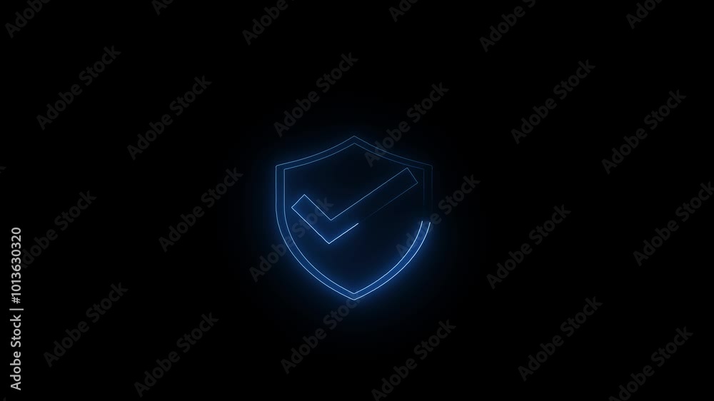 Animation of neon check mark icon. cyan color tick mark icon animation ...