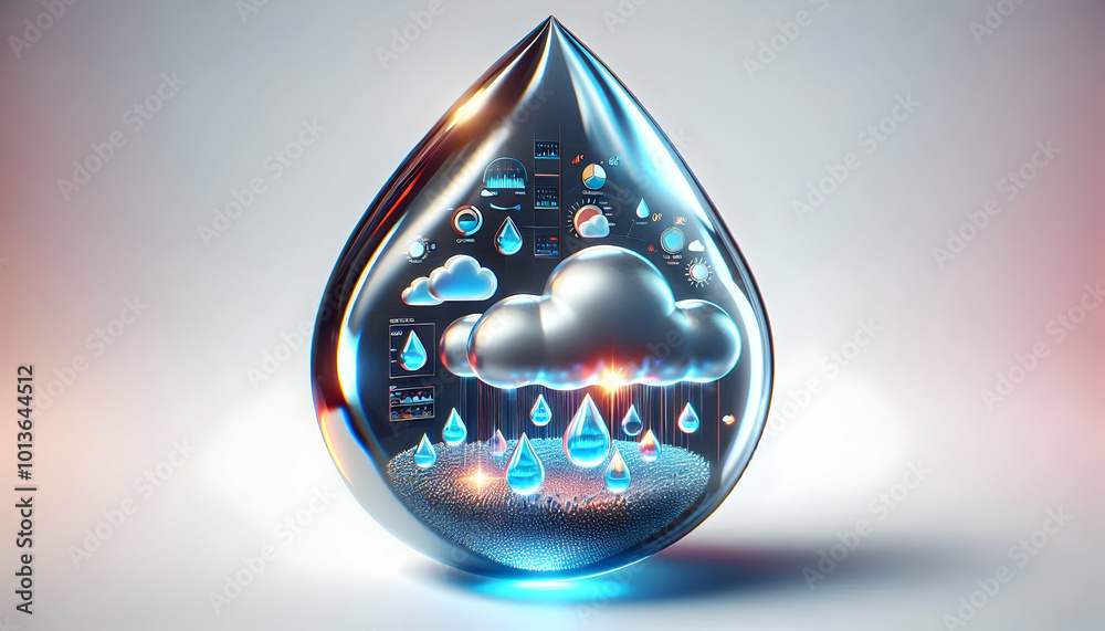 Glossy cloud and raindrop with holographic precipitation data and ...