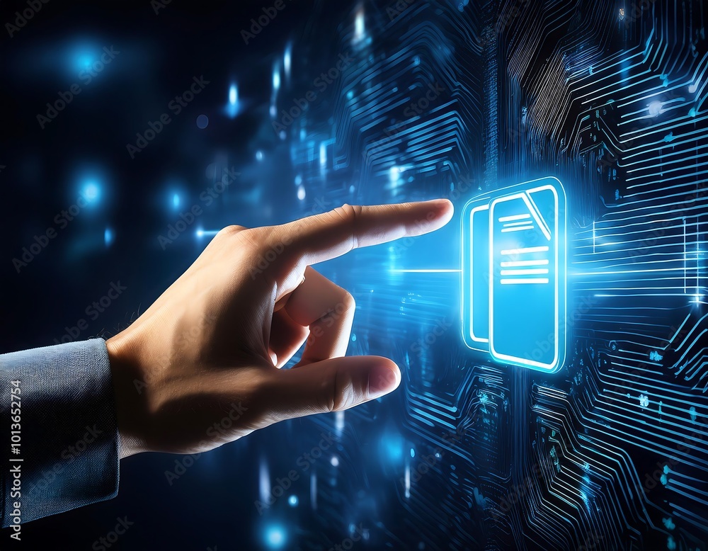 A hand gestures towards a digital file, representing the powerful way ...