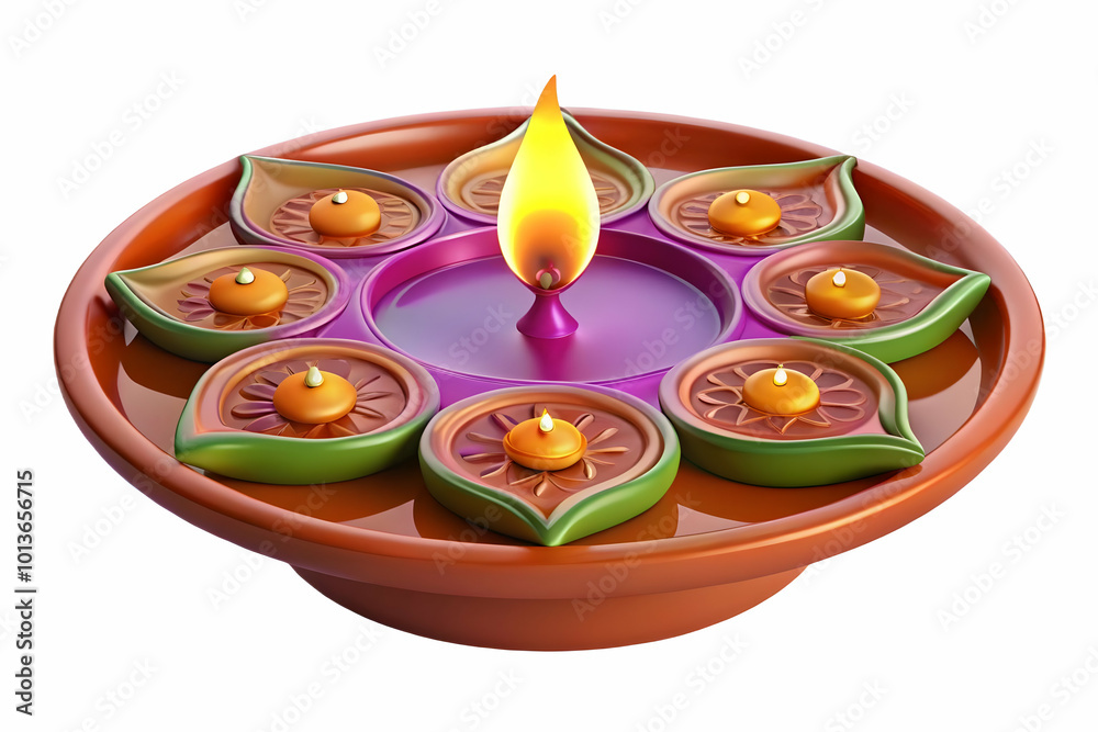 3D Glossy Diwali rangoli with glowing elements and intricate designs ...