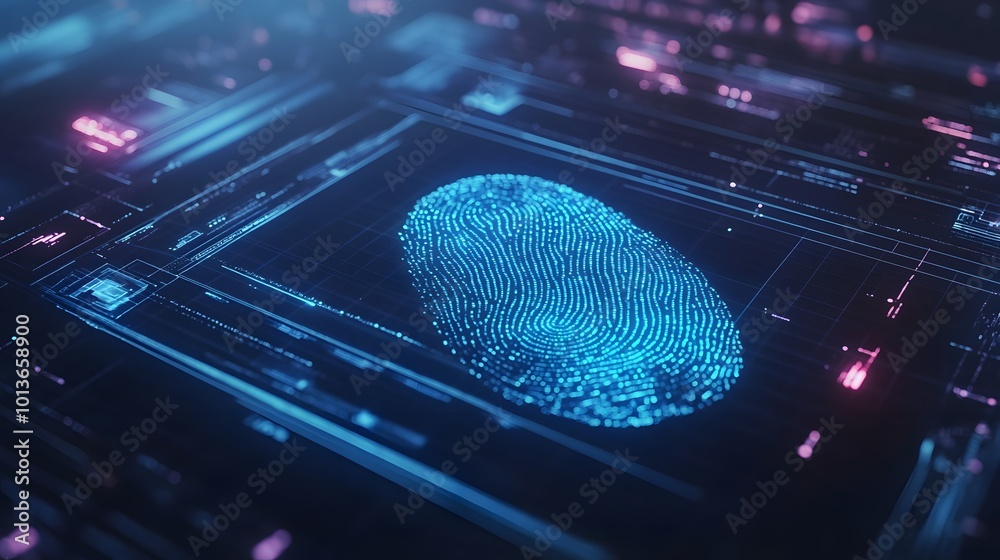 Computer identifying and measuring a fingerprint on a digital surface ...