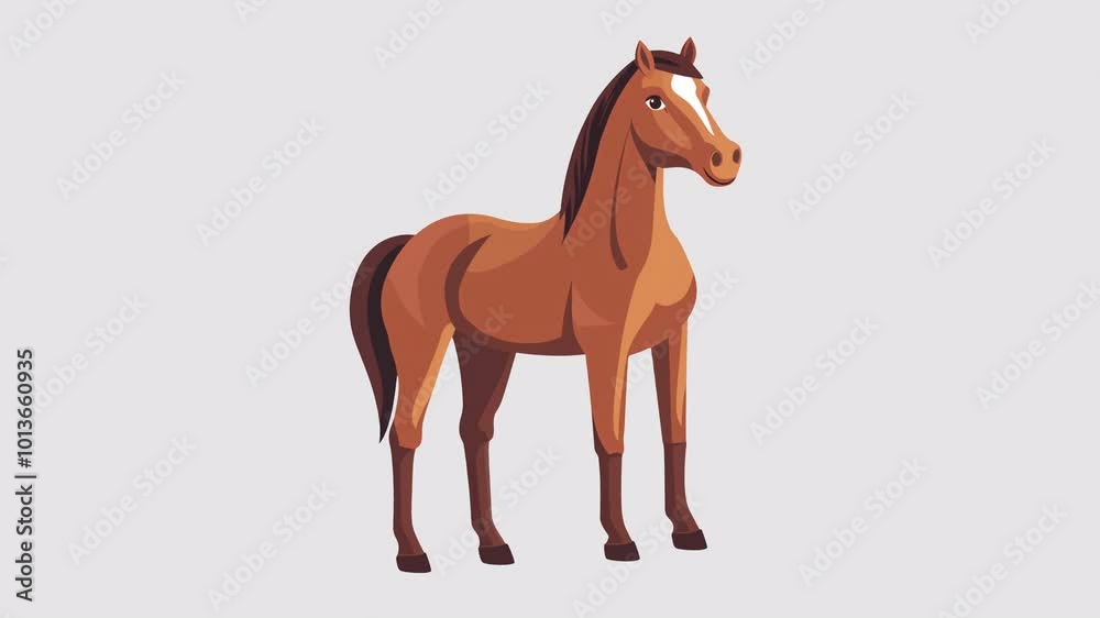 Cute cartoon character horse graphic animation. Alpha channel ...