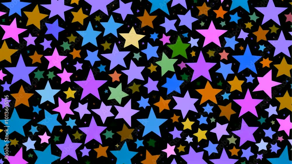 Stop motion loop cartoon animation, black background with multicolored ...