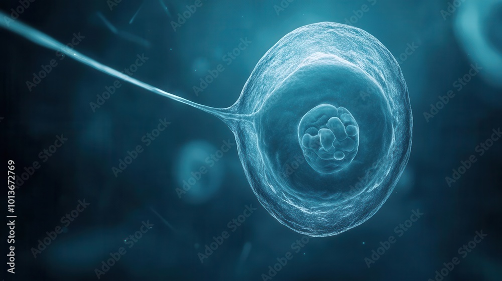 Microscopic view of an embryo at its earliest stage, highlighting the ...